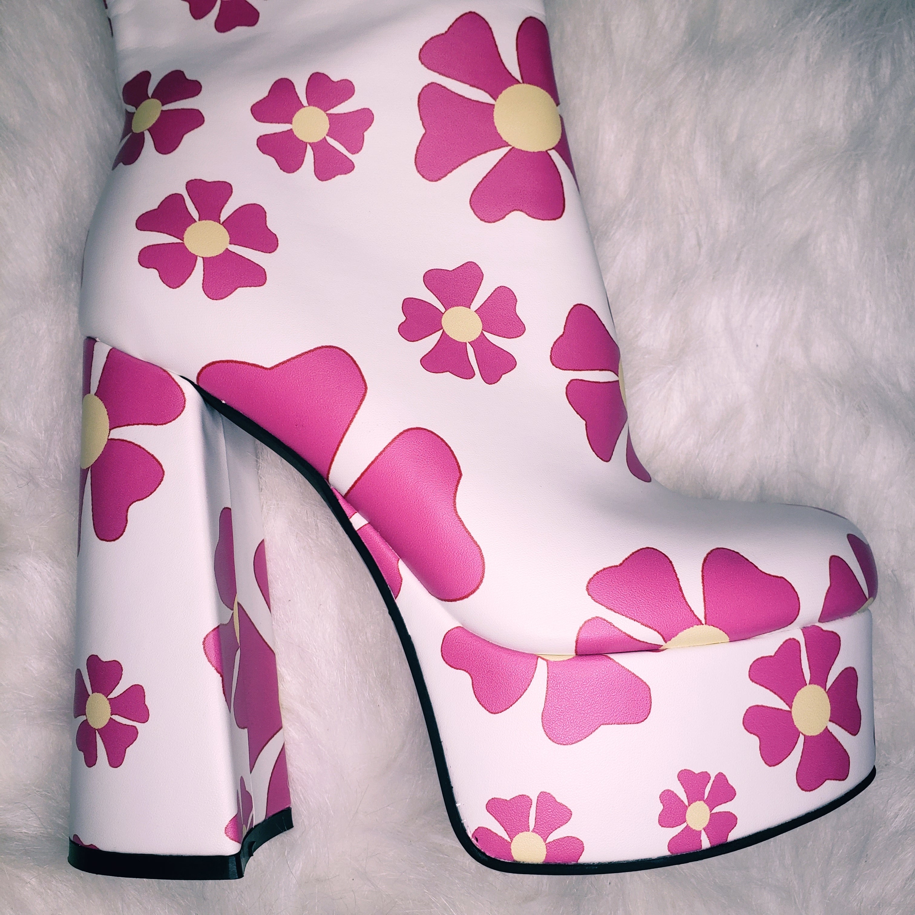 Gogo Goddess Floral Platform Boots (Made to Order) – Nectarine Dreams LLC