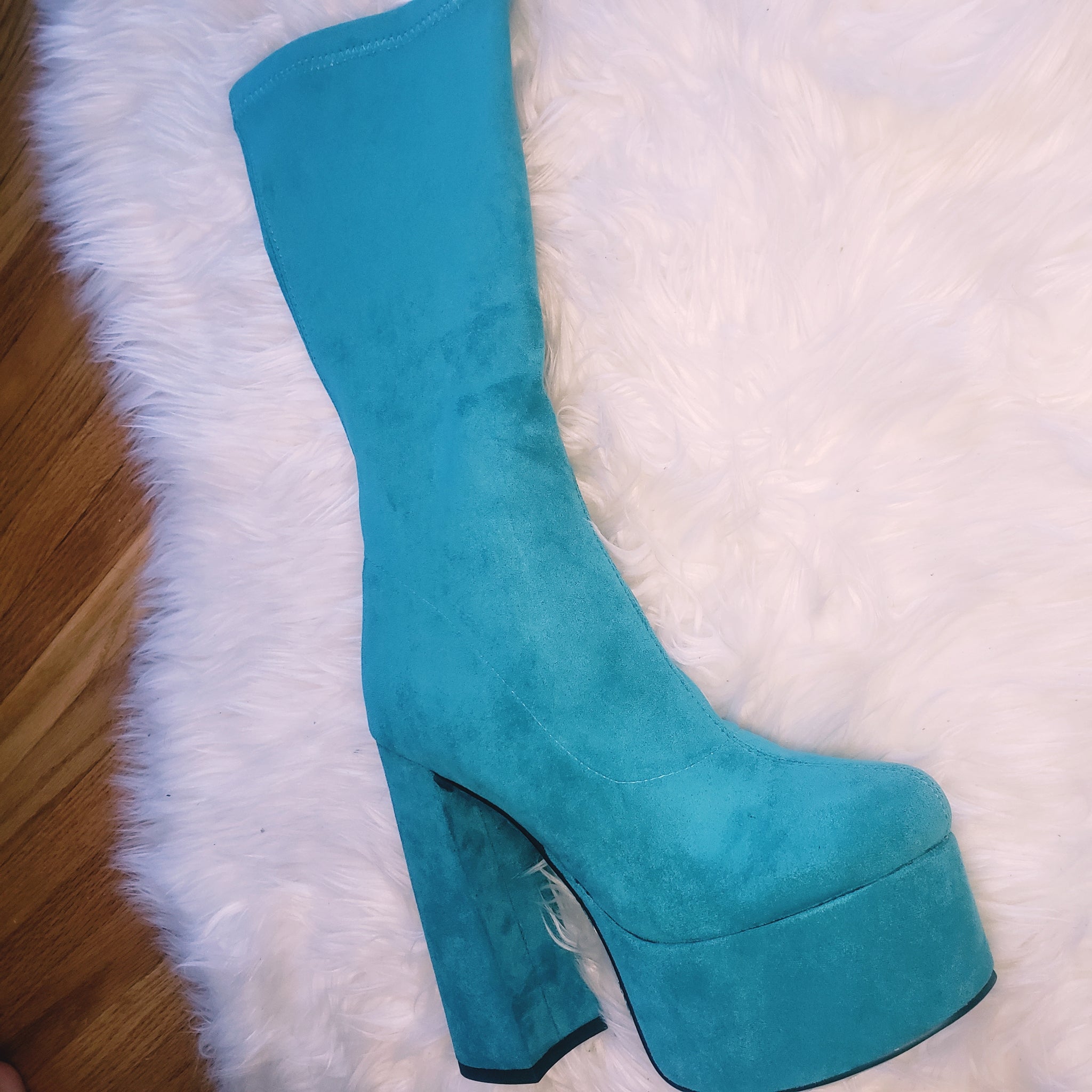 Blue Suede Platform Boots (Made to Order) – Nectarine Dreams LLC
